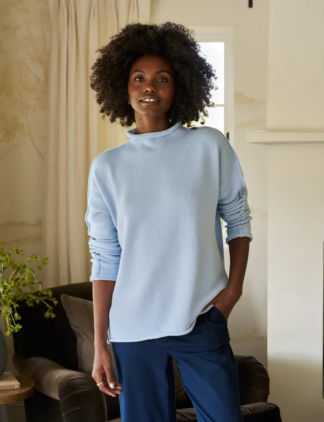 Monterey Rolled Funnel Neck Sweater - Ice | Sanctum Style